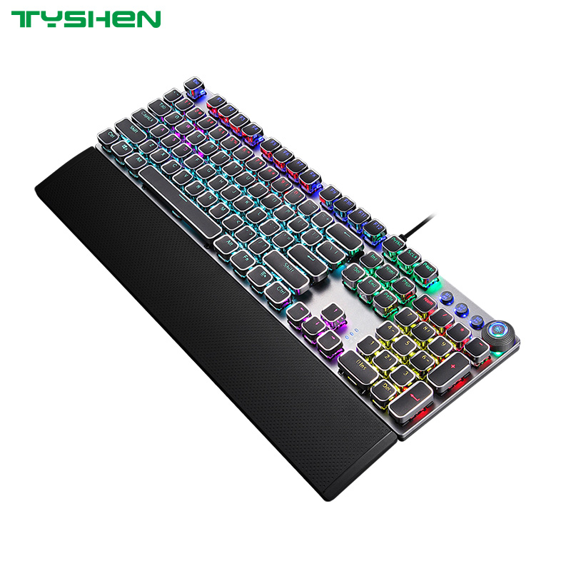 Mechanical Keyboard Punk Keys with Hand Support Multimedia Keys&Volume ...